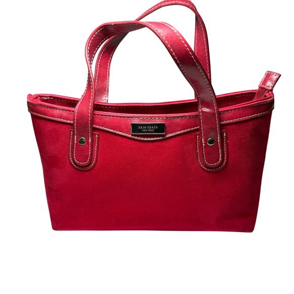 kate spade | Bags | Kate Spade New York Red Suede Leather Tote Handbag ...